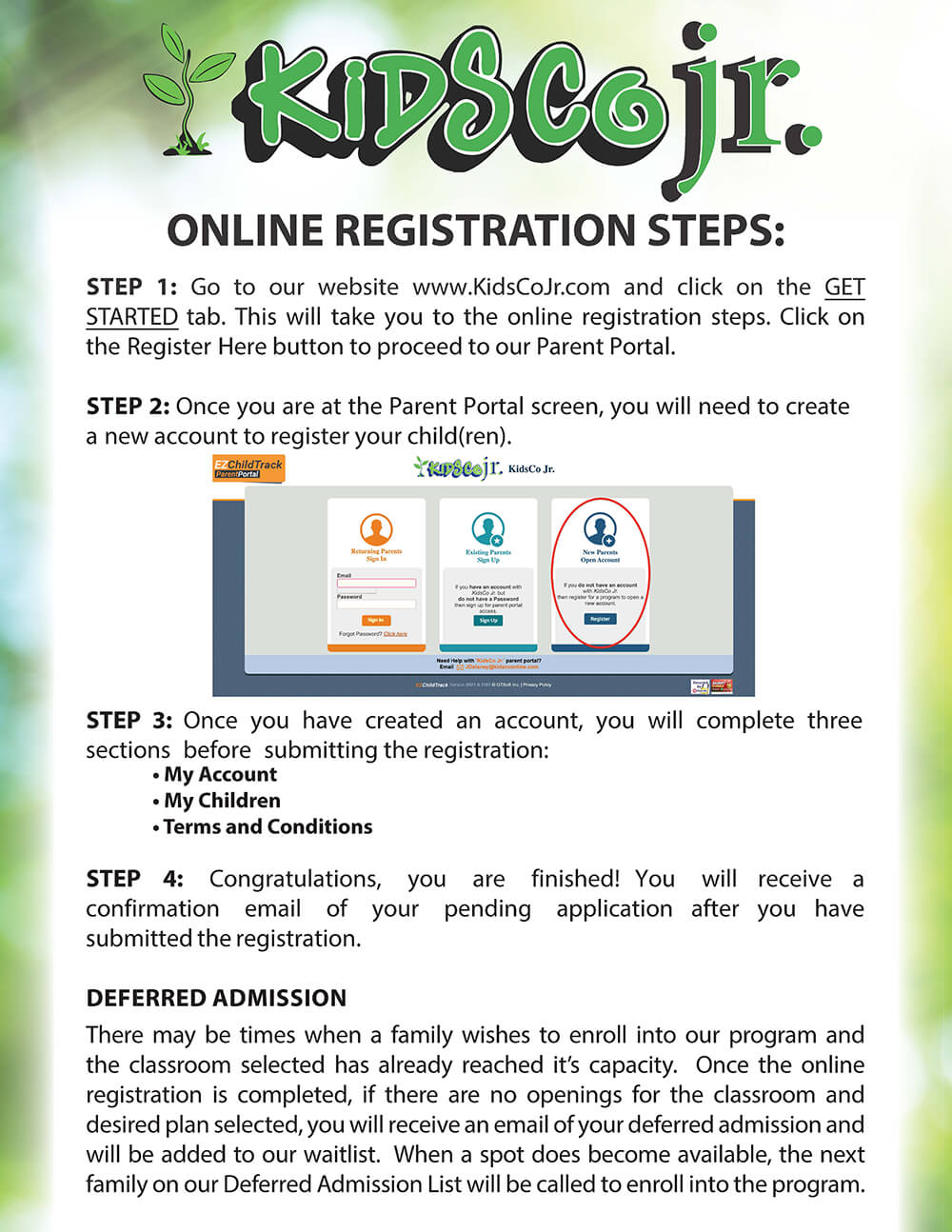 Enrollment - KidsCo Jr. | Preschool Care Services in Montgomery County