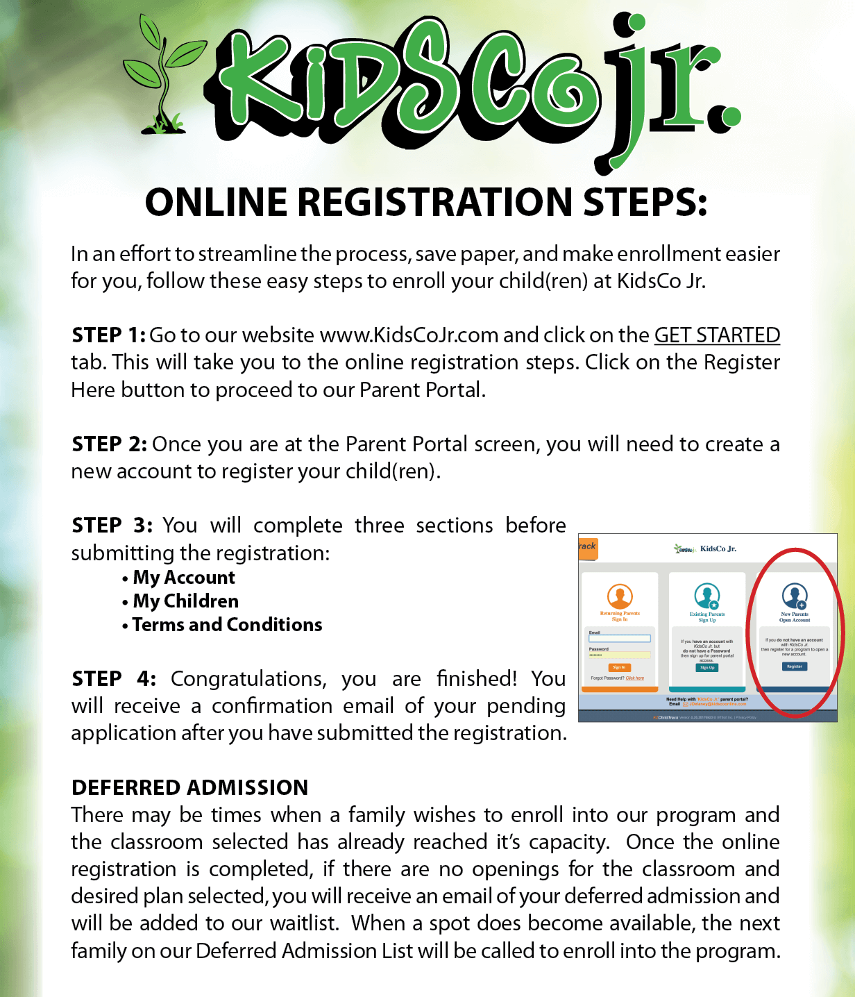 Enrollment | KidsCo Jr. | Preschool Care Services in Montgomery County